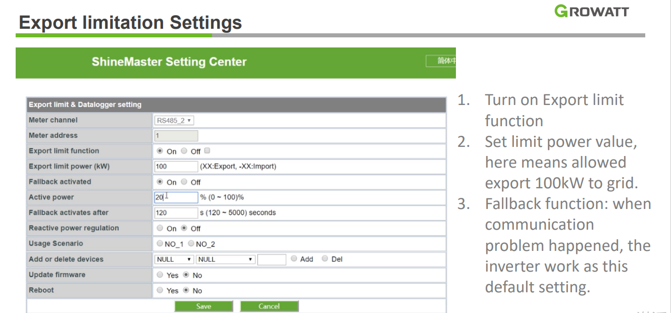 How to commission exporting current limitation function on grid ...